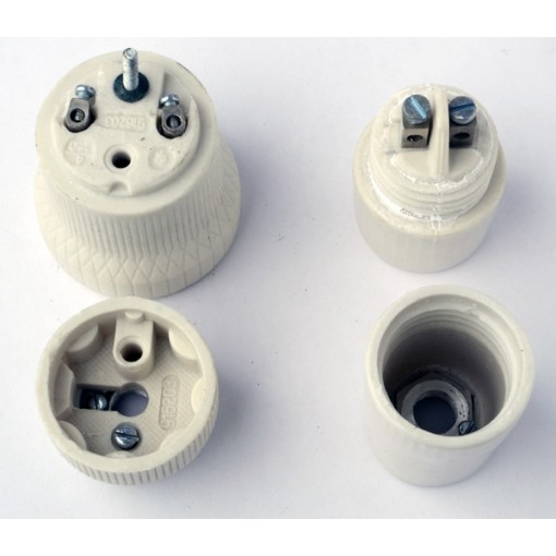 Electric hanging lampholder, ceramic